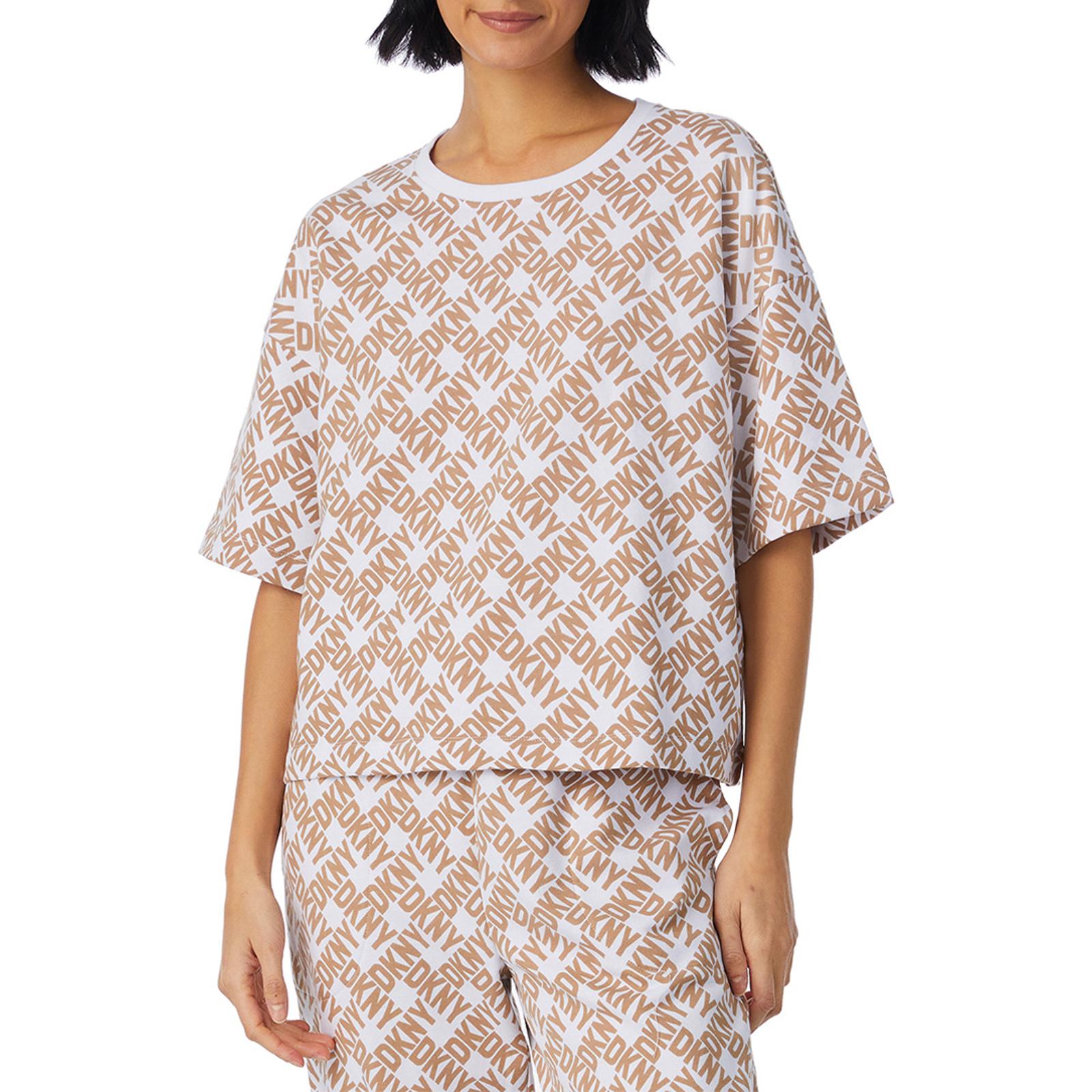 Beige DKNY Logo Pyjama T Shirt - BrandAlley