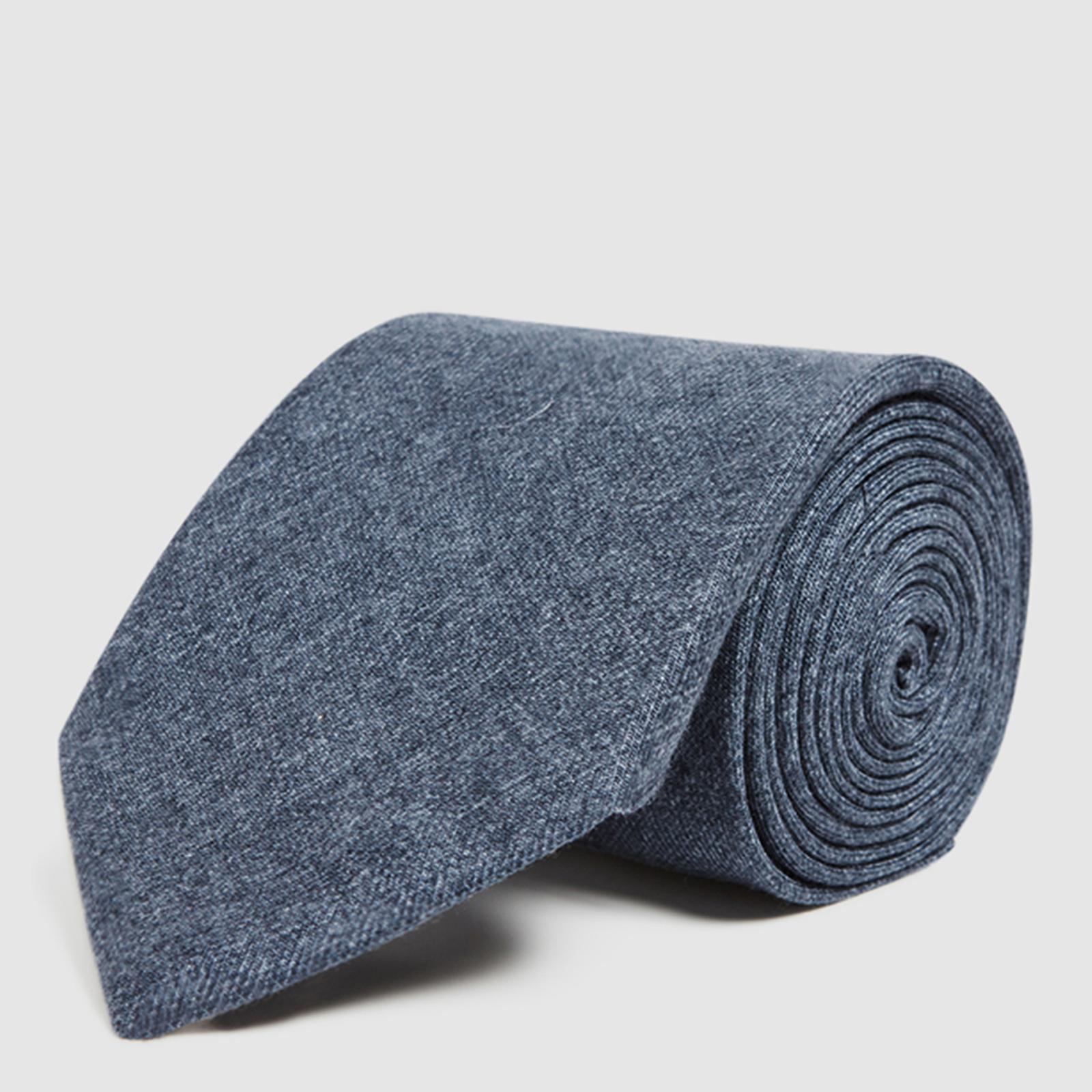 Navy Saturn Wool Silk Blend Tie - BrandAlley