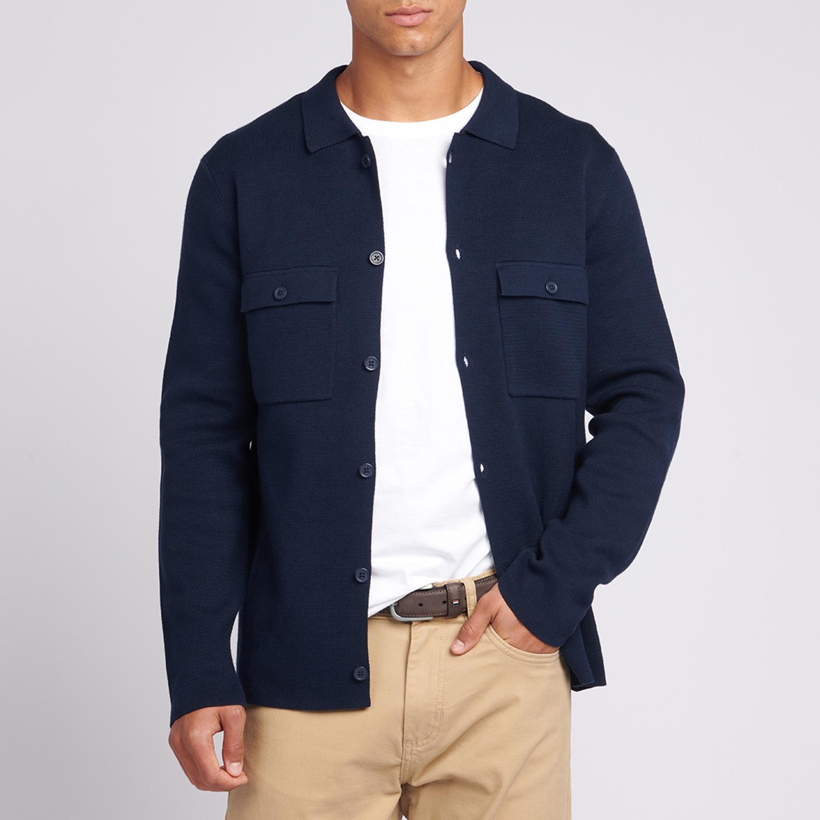 Navy Knit Cotton Shacket - BrandAlley