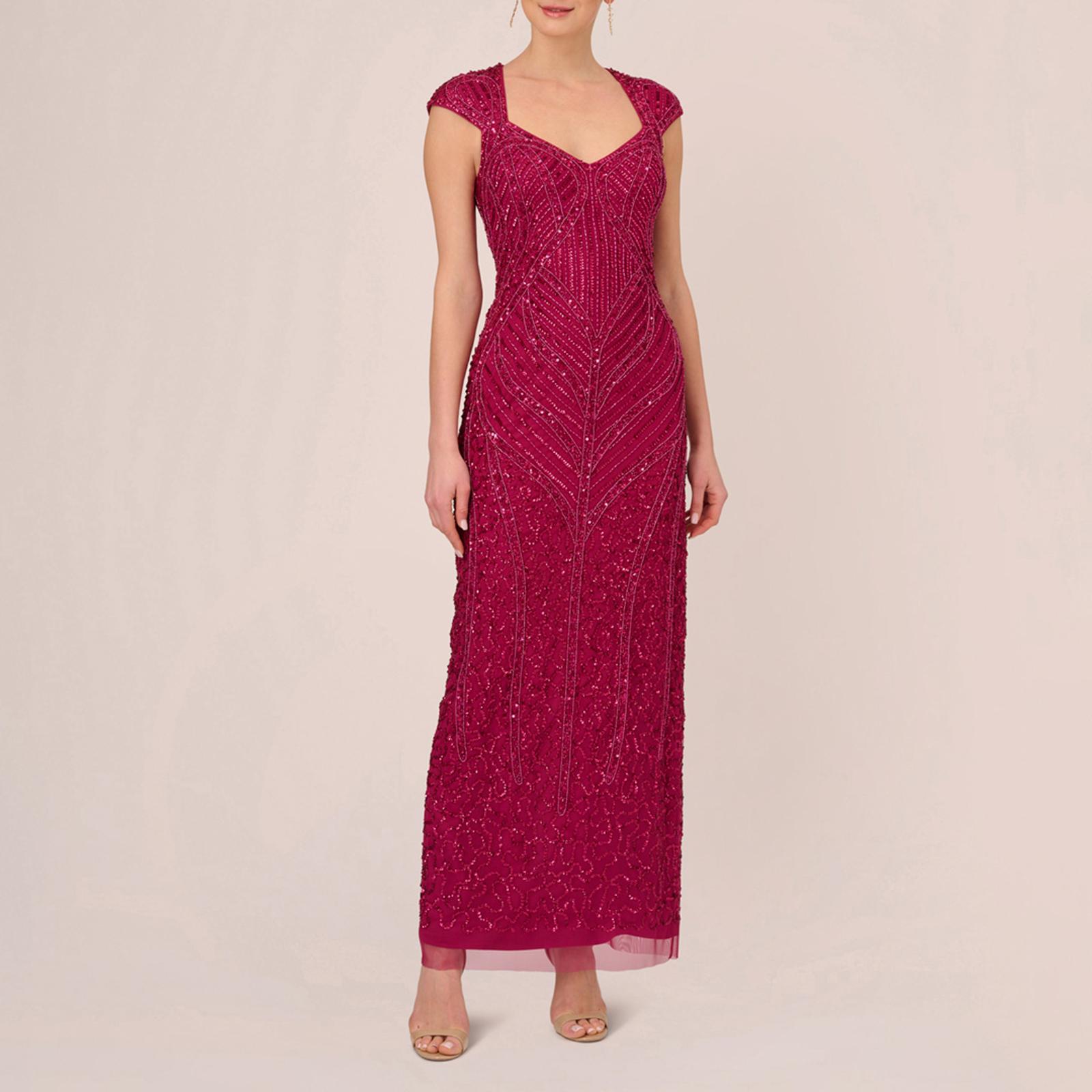 Burgundy Beaded Column Maxi Dress - BrandAlley