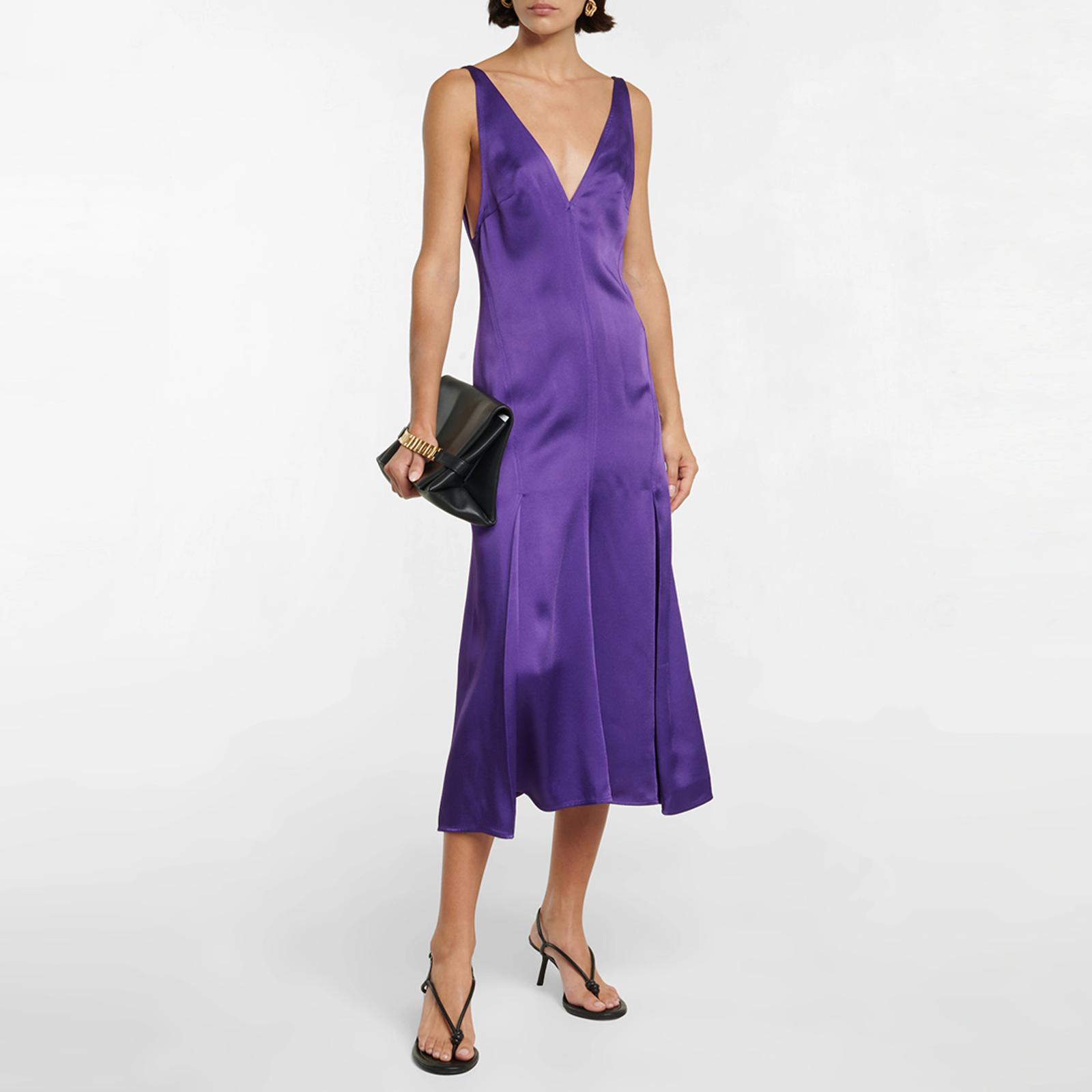 Purple Panelled Midi Dress - BrandAlley