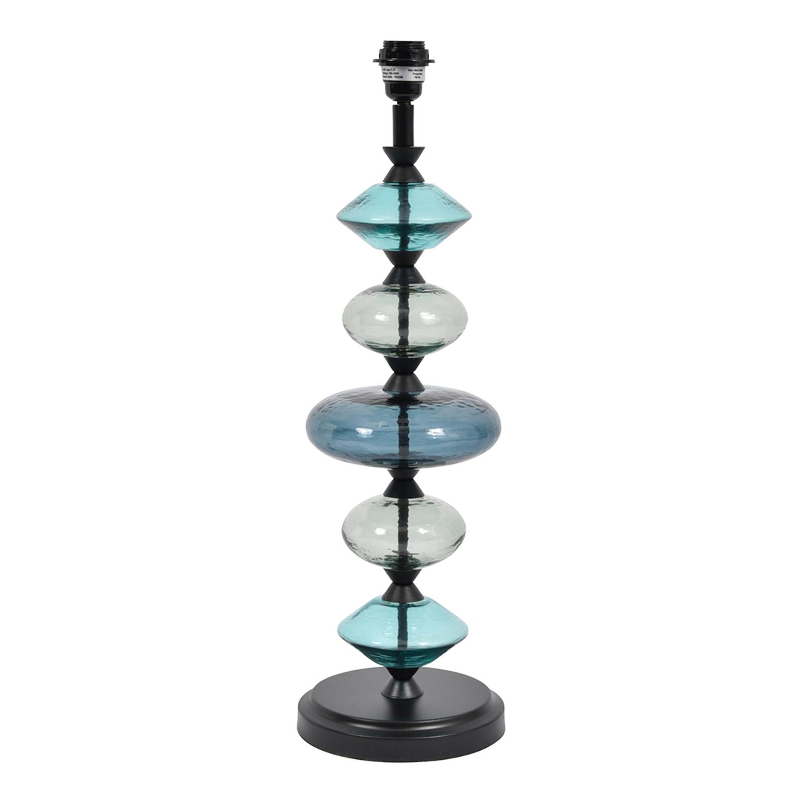 Eva Lamp, Black & Blue Glass Base, 16" Shade - BrandAlley