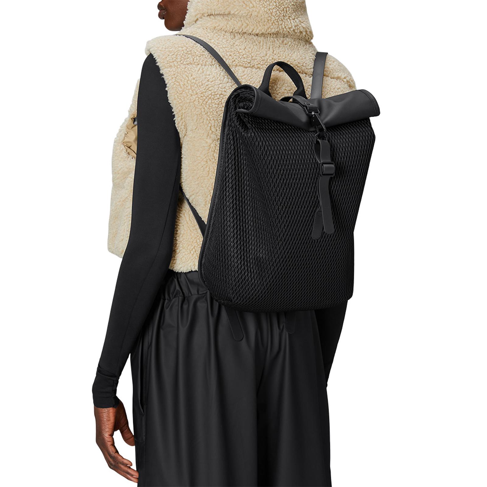 Black Unisex Waterproof Mesh Rolltop Rucksack Mini - BrandAlley