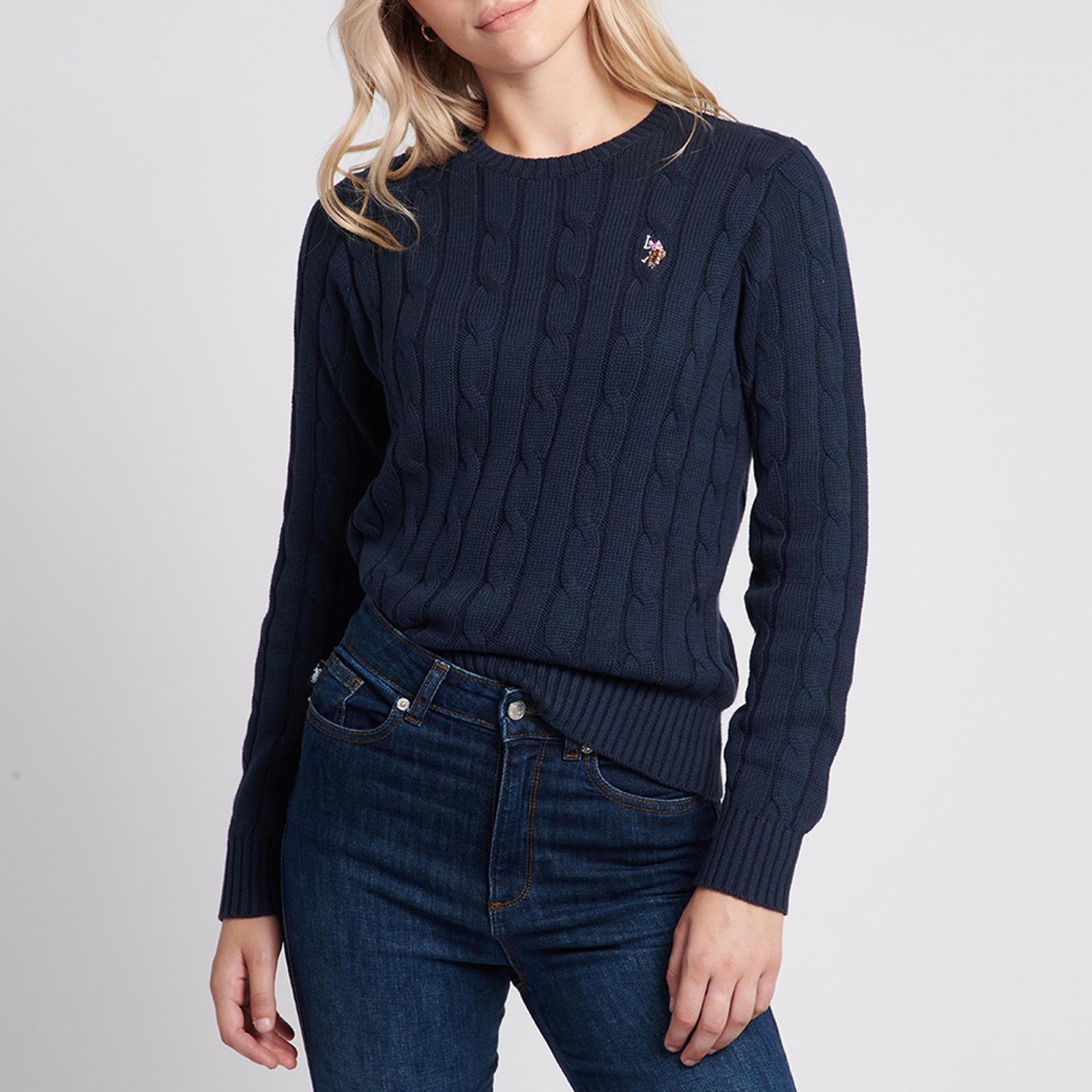 Navy Cable Knit Cotton Jumper - BrandAlley