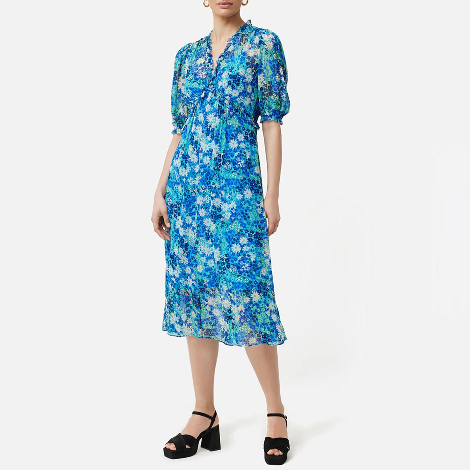Blue Rave Floral V-Neck Dress - BrandAlley
