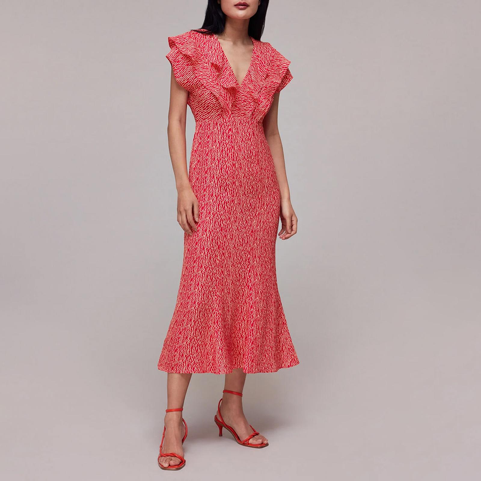 Red Wiggly Lines Adeline Dress - BrandAlley