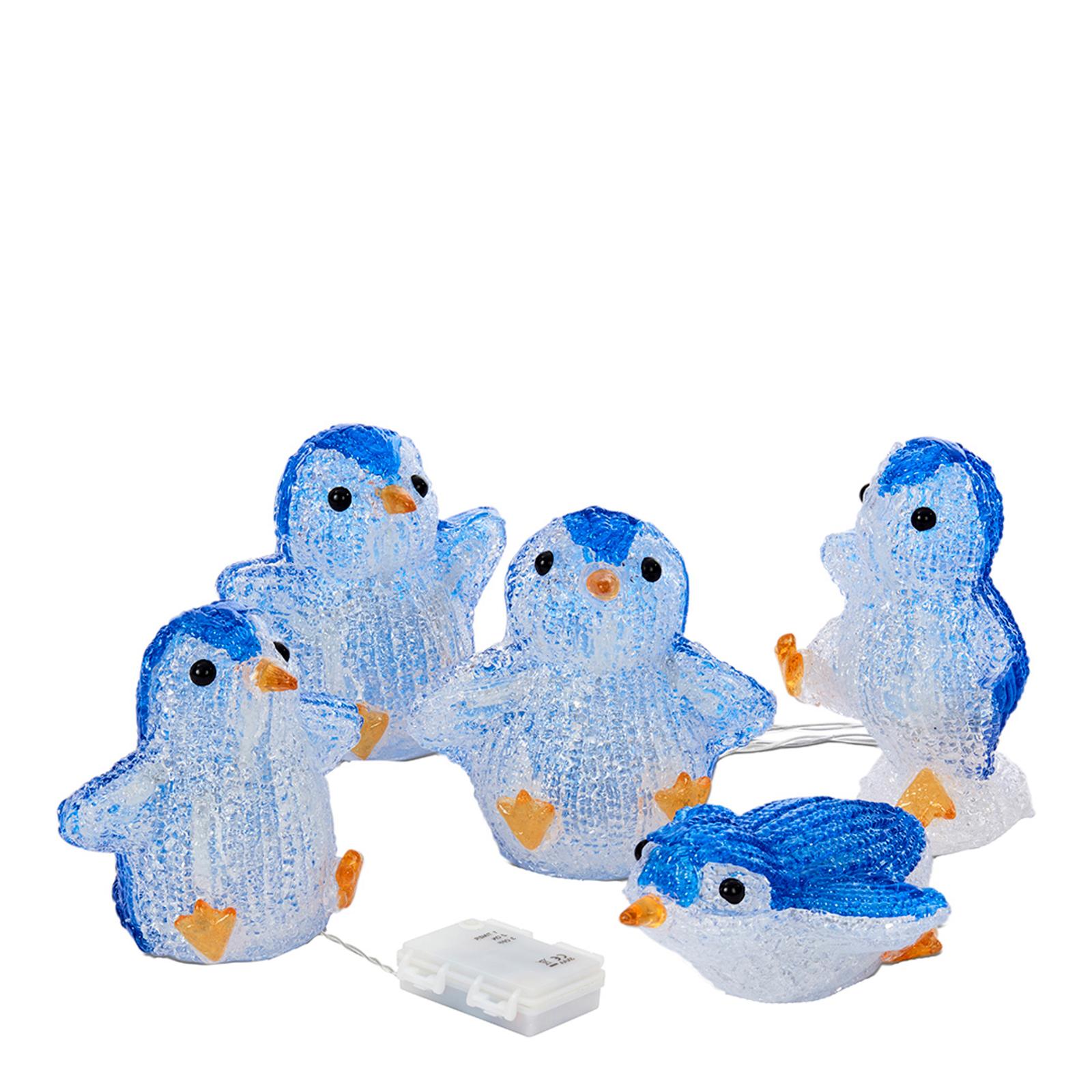 Set Of 5 InLit Solar Ice Penguins Lights - BrandAlley