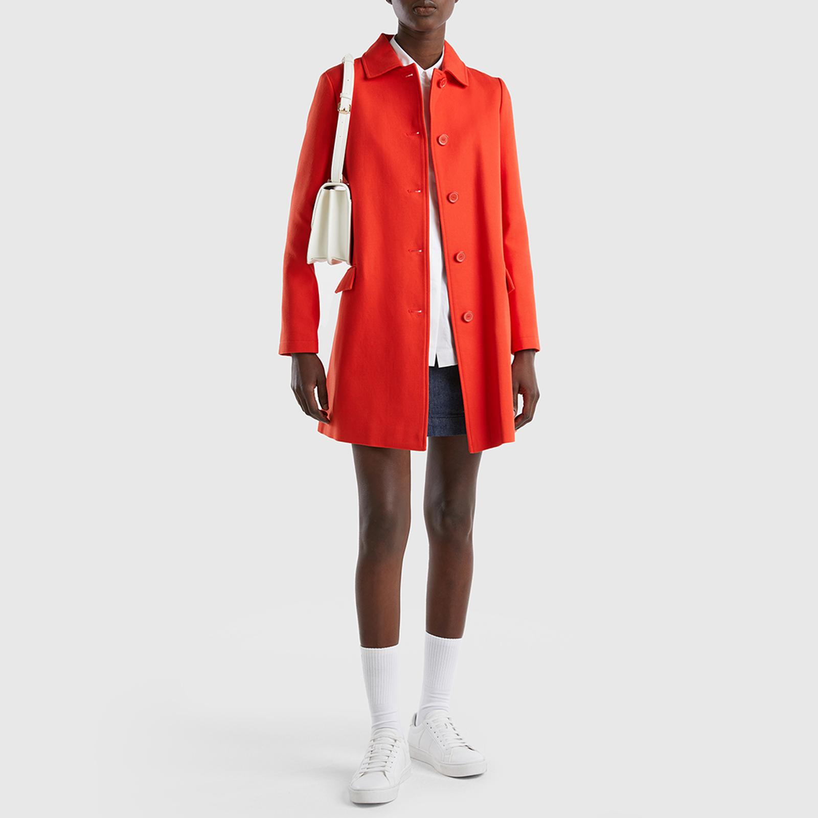 Red Longline Cotton Coat - BrandAlley
