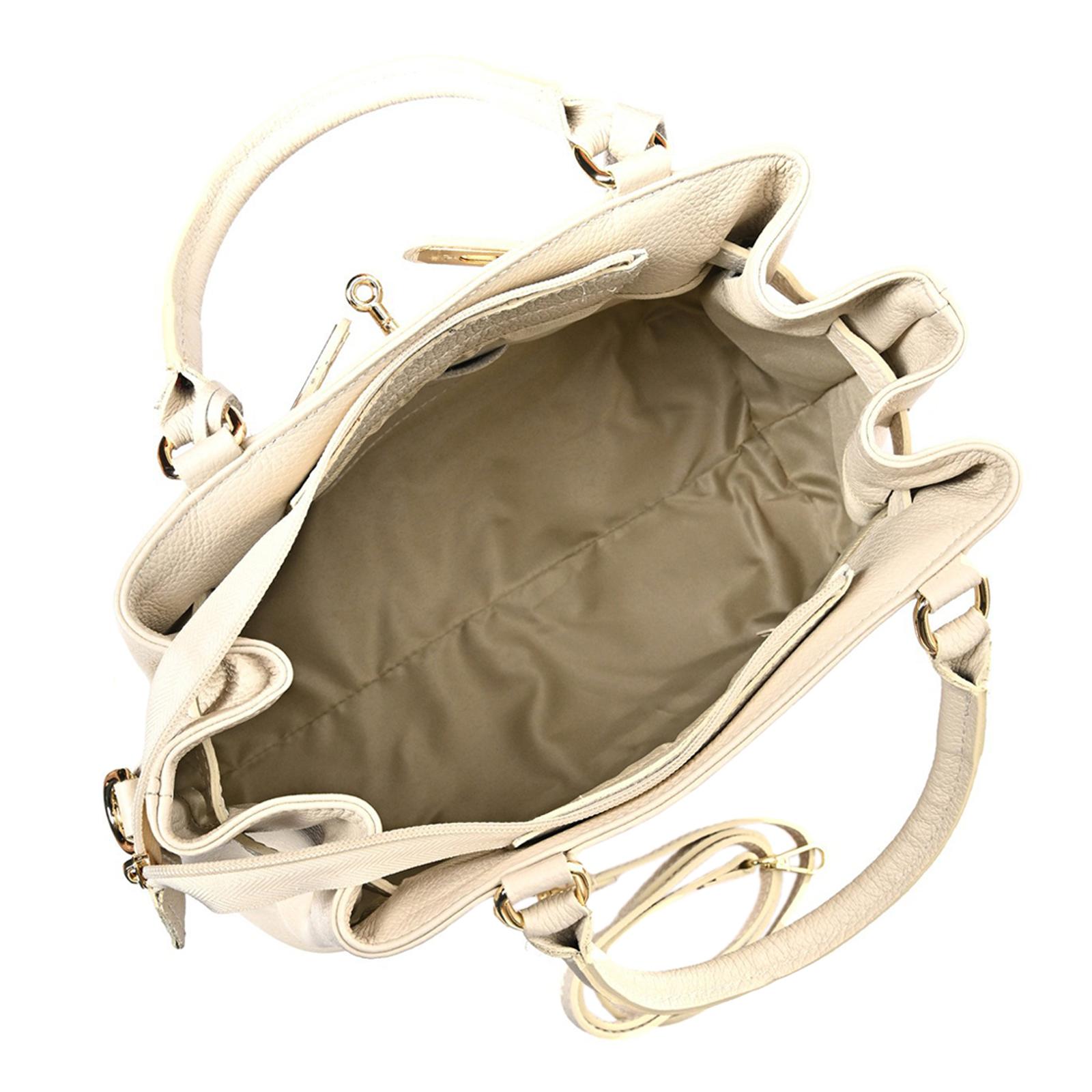 Beige Leather Handbag - BrandAlley