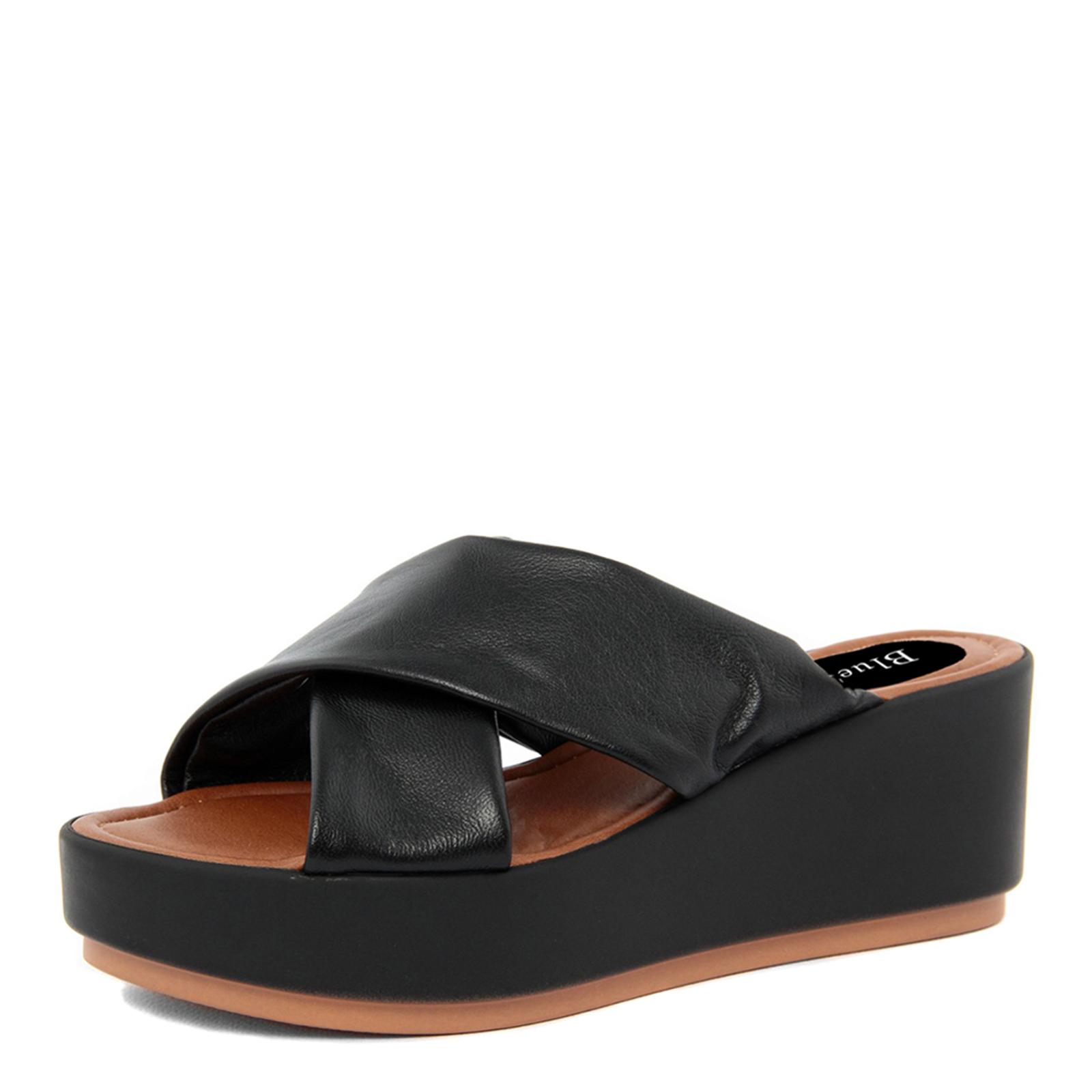 Black Crossover Platform Wedge Sandals - BrandAlley