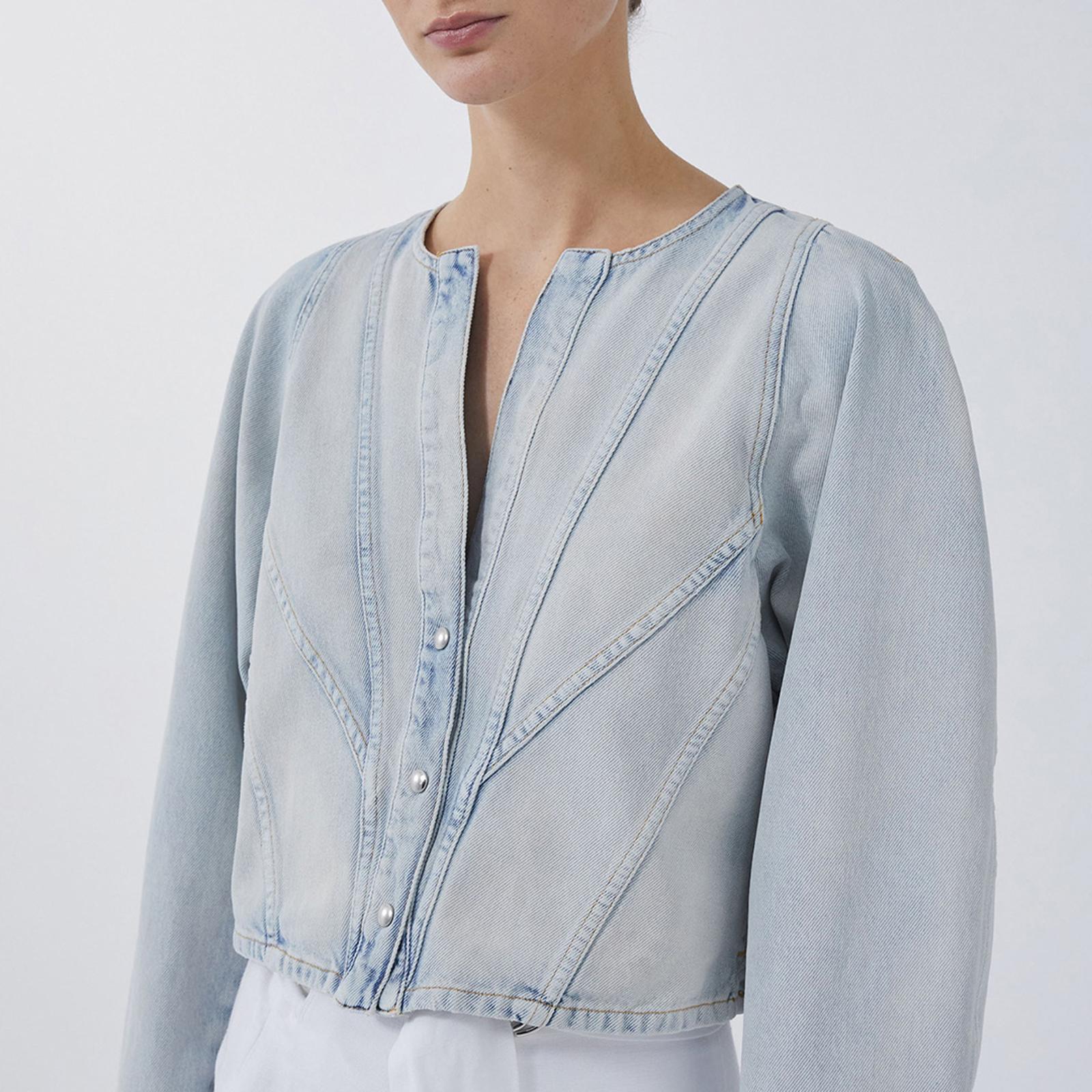 Bleached Blue Cropped Shirt - BrandAlley