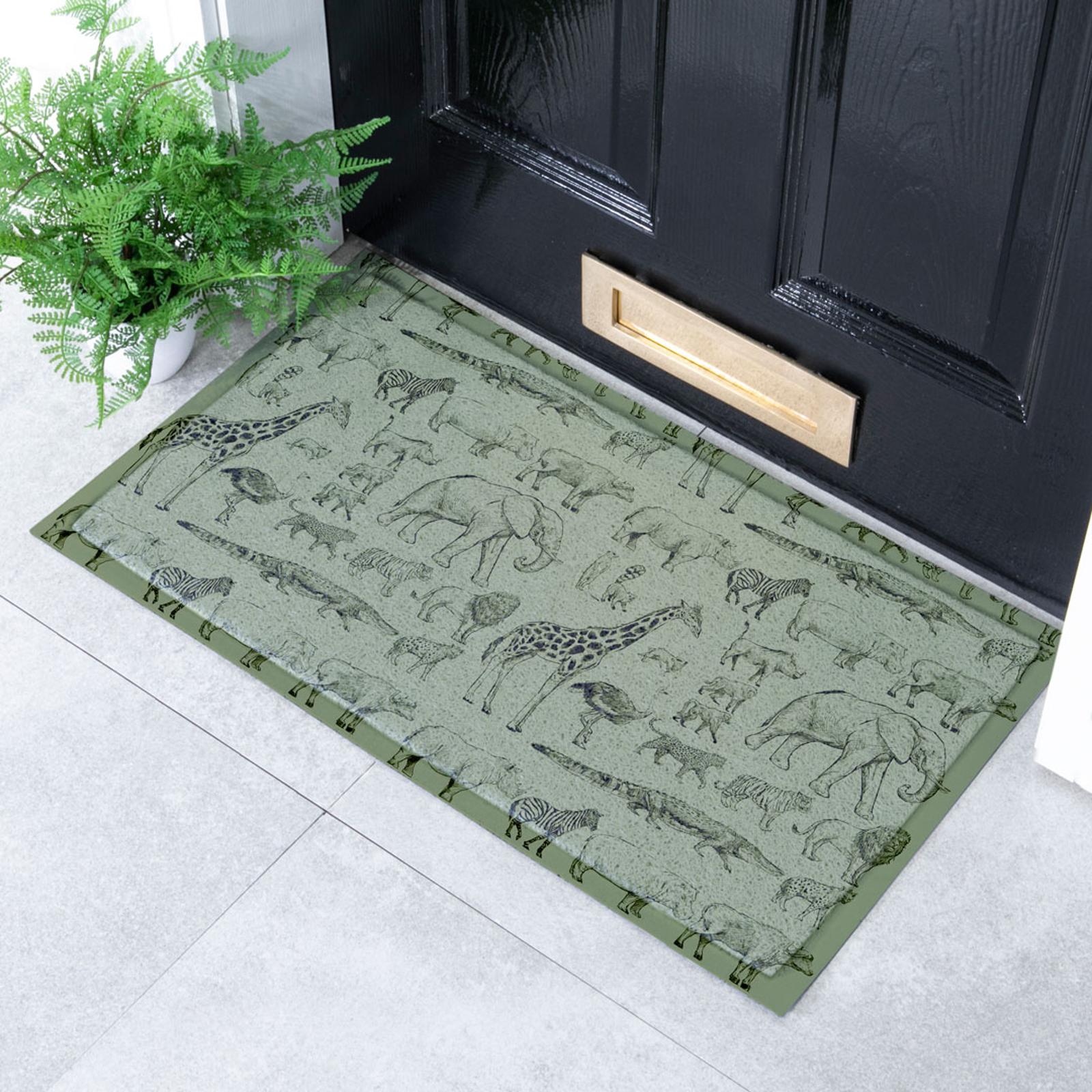 Green African Animals Indoor & Outdoor Doormat - 70x40cm - BrandAlley