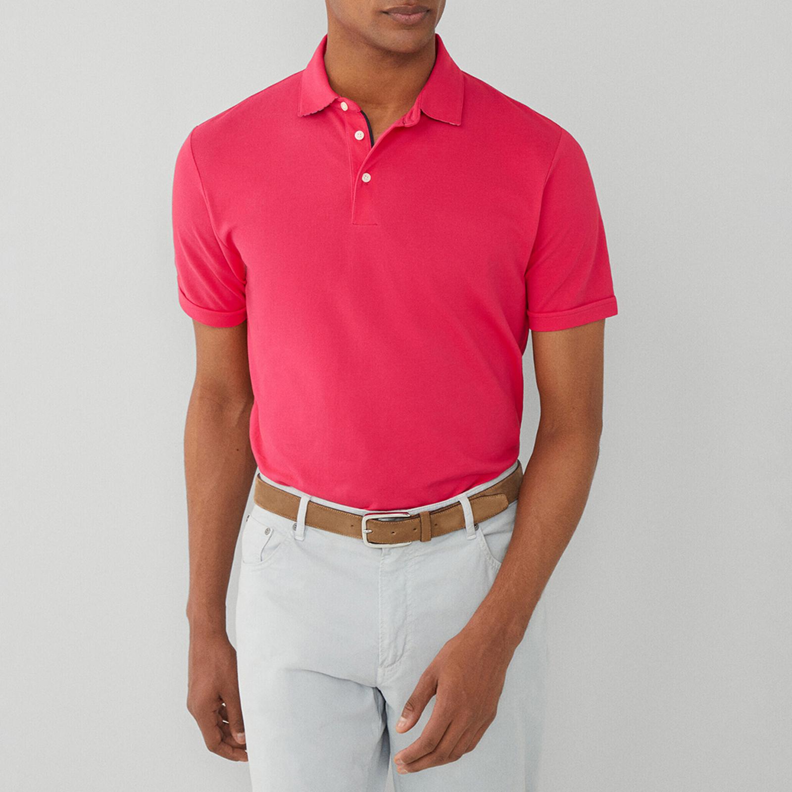 Pink Classic Fit Pique Cotton Polo Shirt - BrandAlley