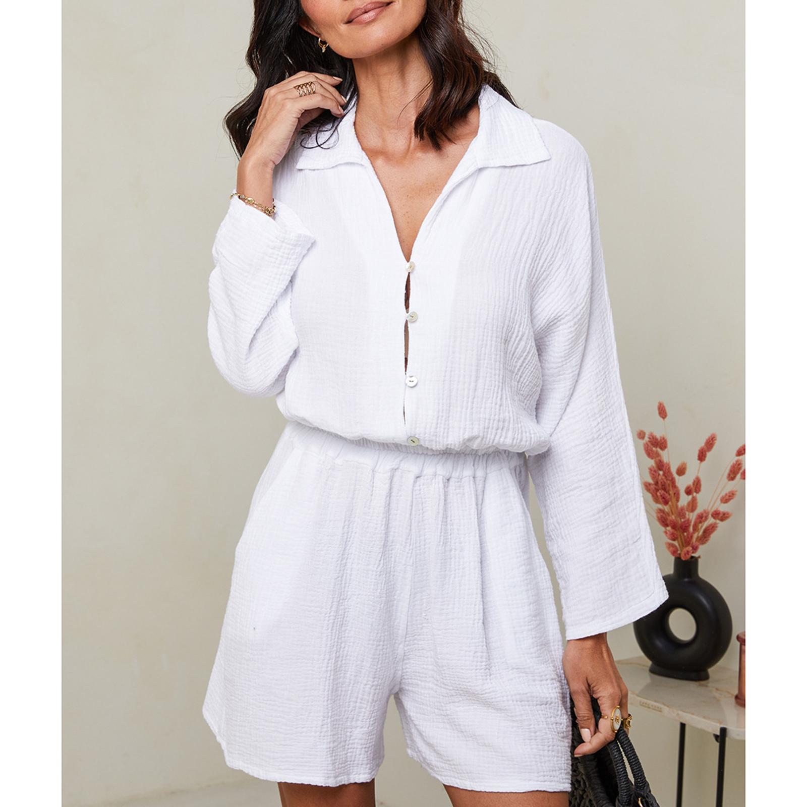 White Linen Playsuit - BrandAlley