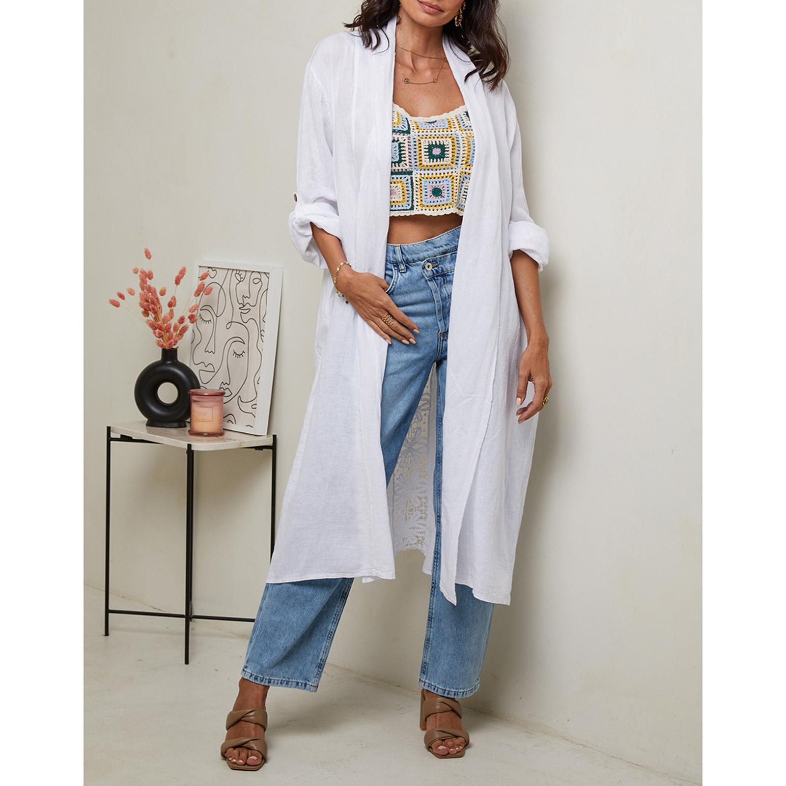 White Linen Kimono - BrandAlley
