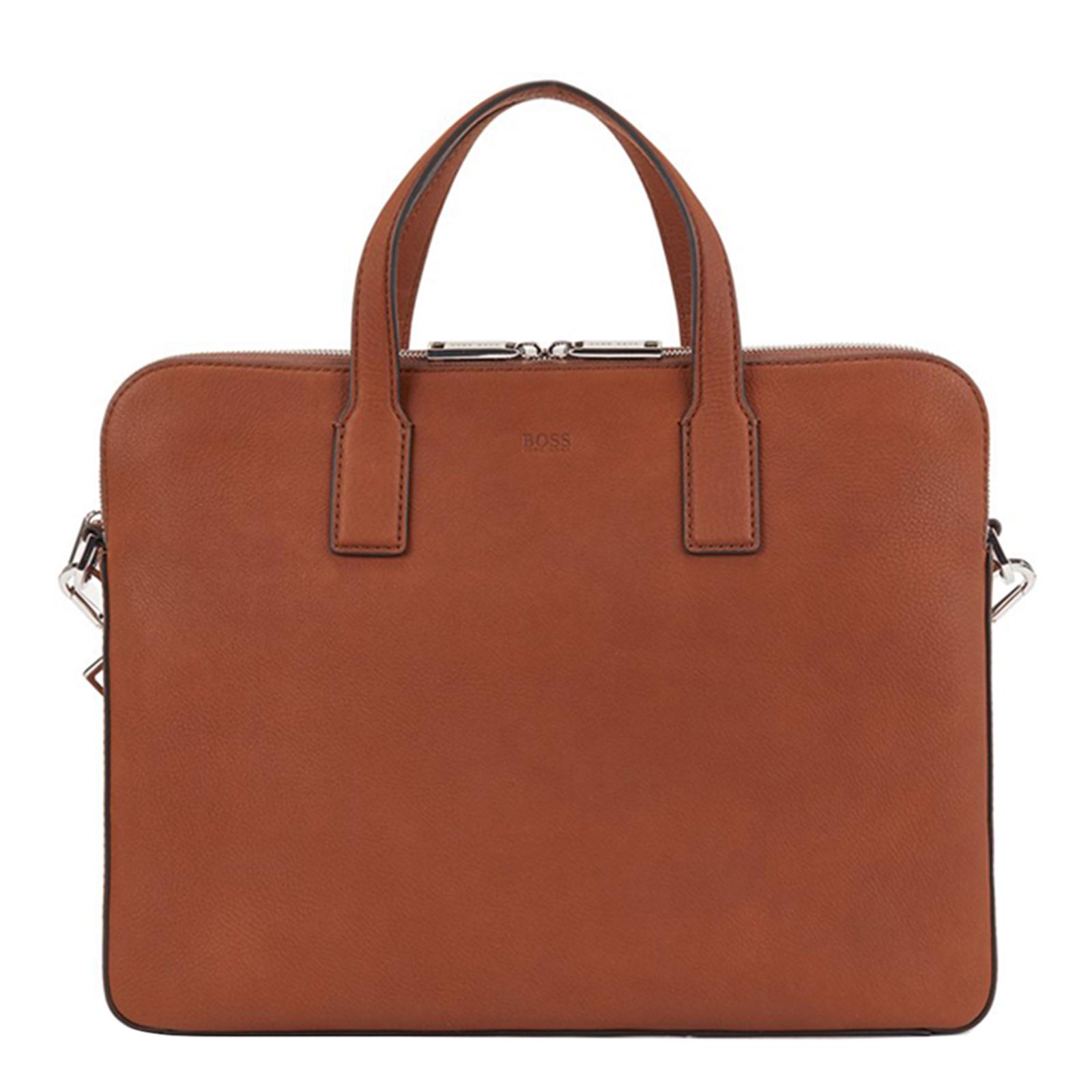 Tan Crosstown Leather Briefcase - BrandAlley