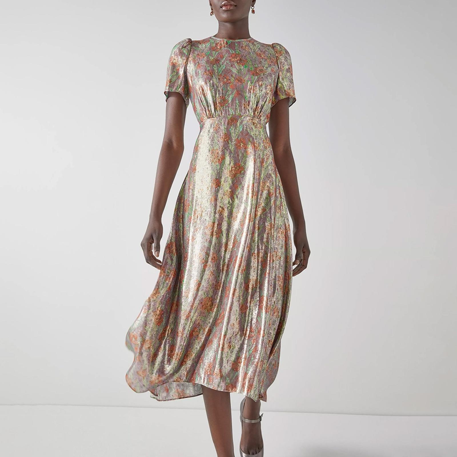 Gold Silk Blend Boyd Dress - BrandAlley