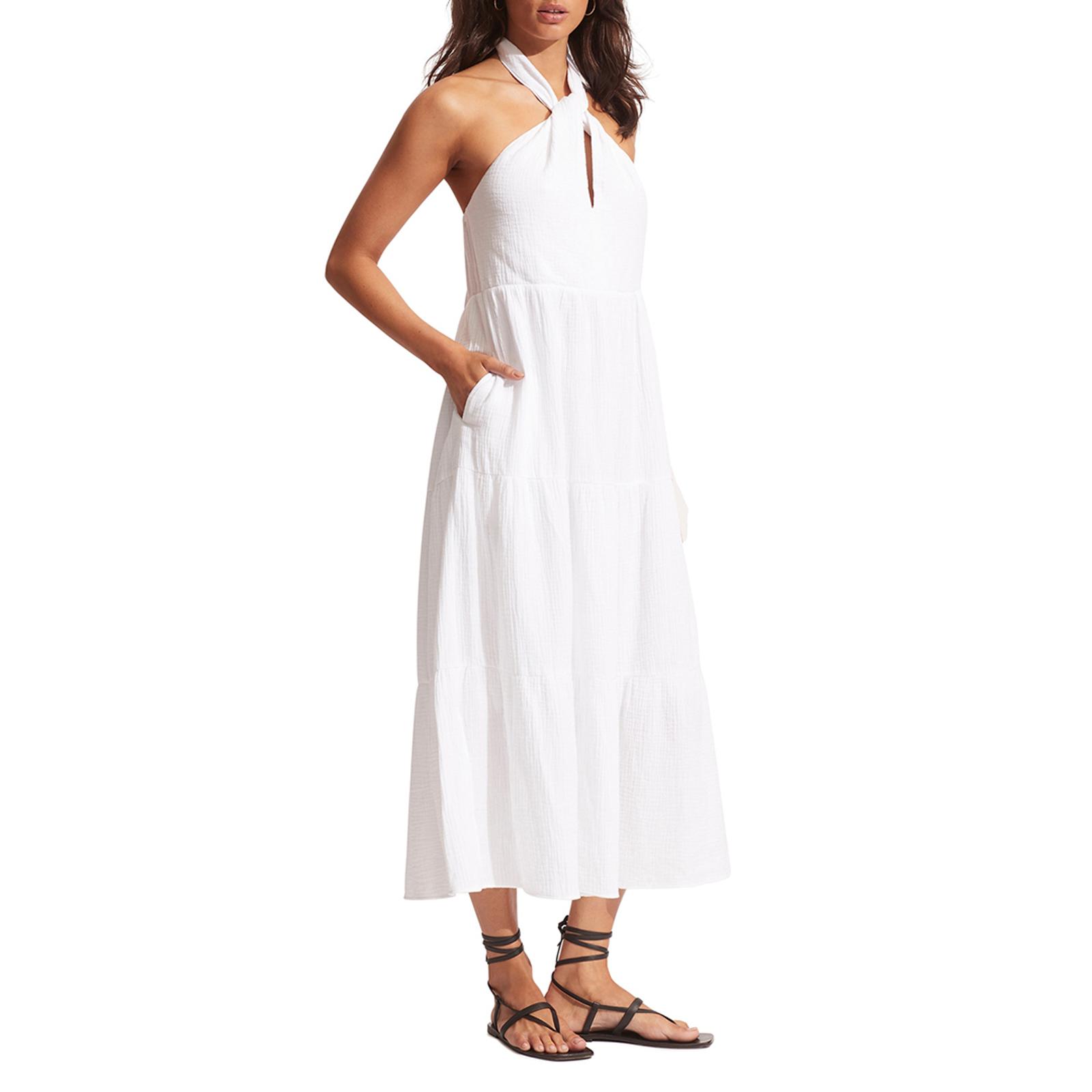 White Halter Neck Maxi Dress - BrandAlley