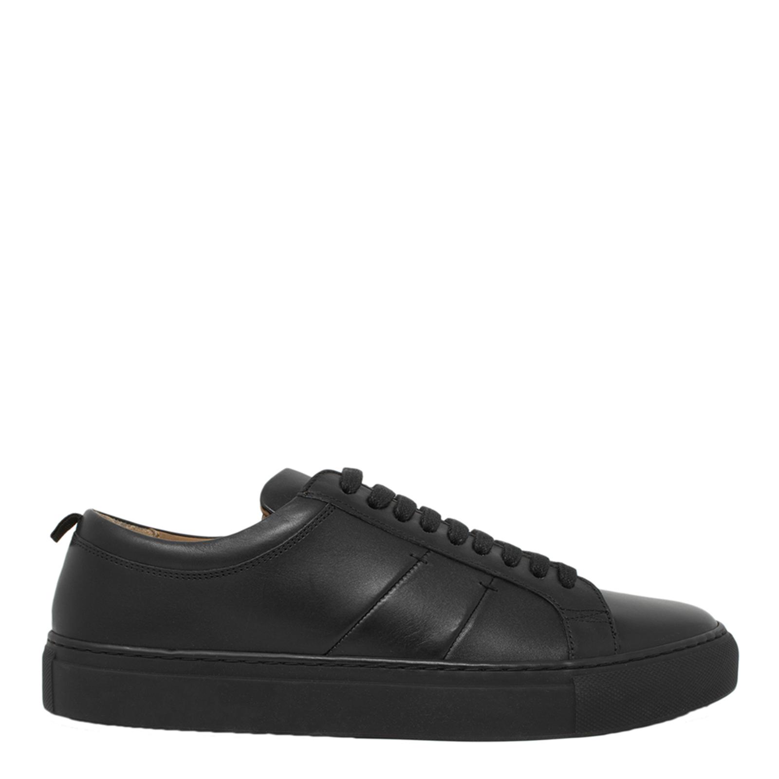 Black/White Calf Leather Greg Trainers - BrandAlley