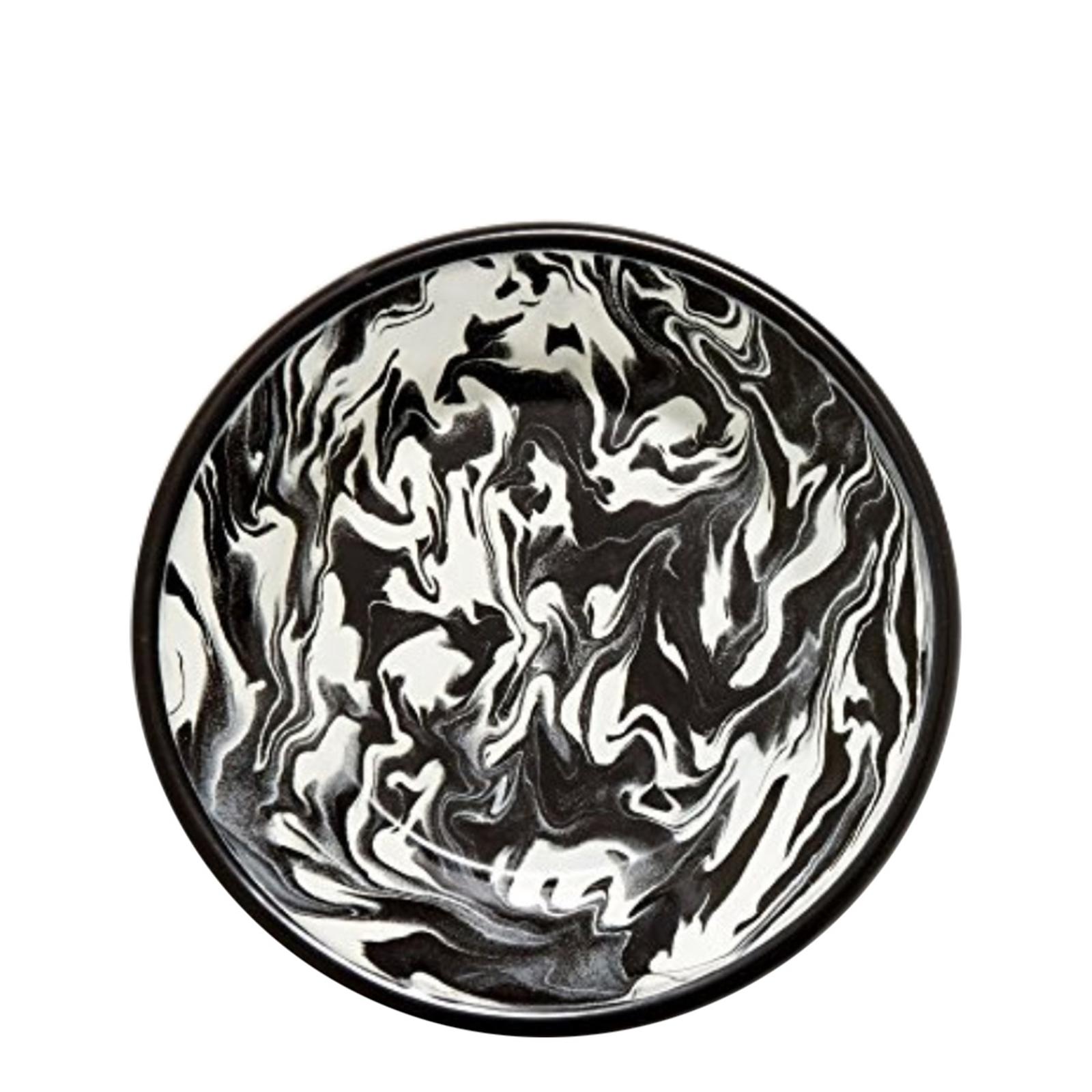 Set of 8 Enamel Marble Black Small Flat Plate 21cm - BrandAlley