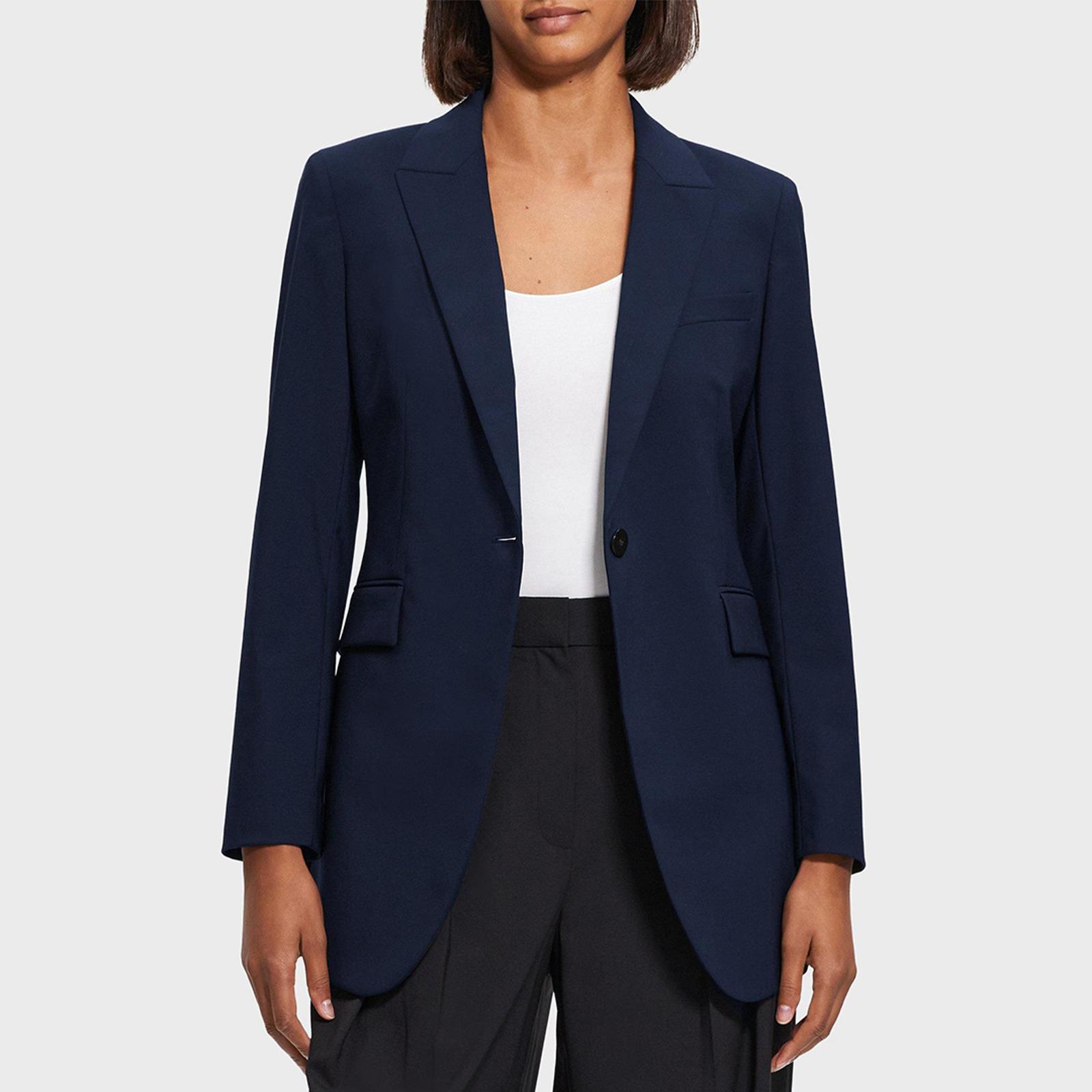 Navy Etiennette Wool Blend Blazer - BrandAlley
