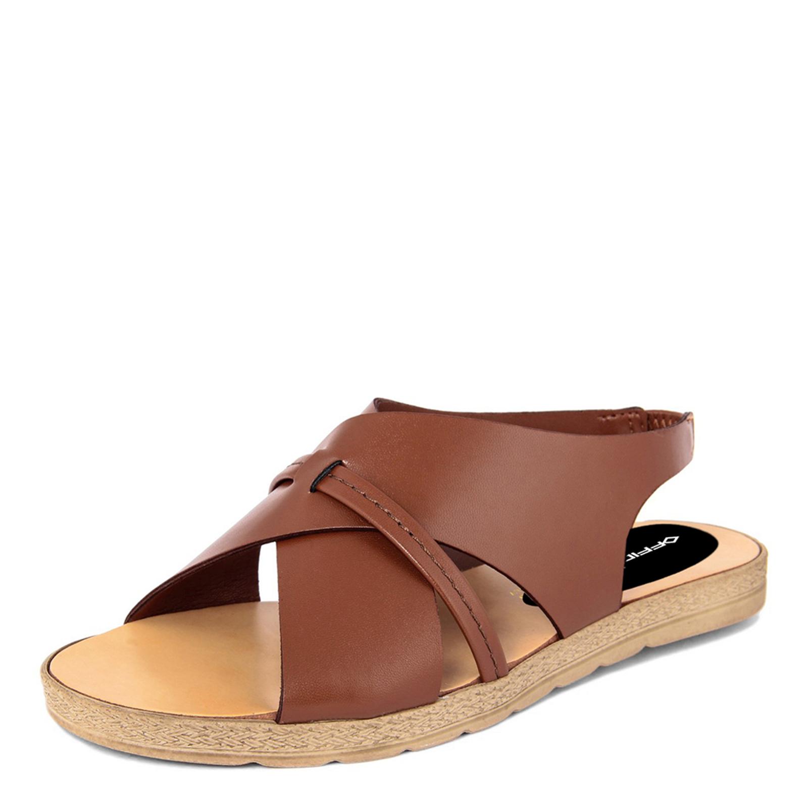 Tan Crossover Strap Slingback Flat Sandals - BrandAlley