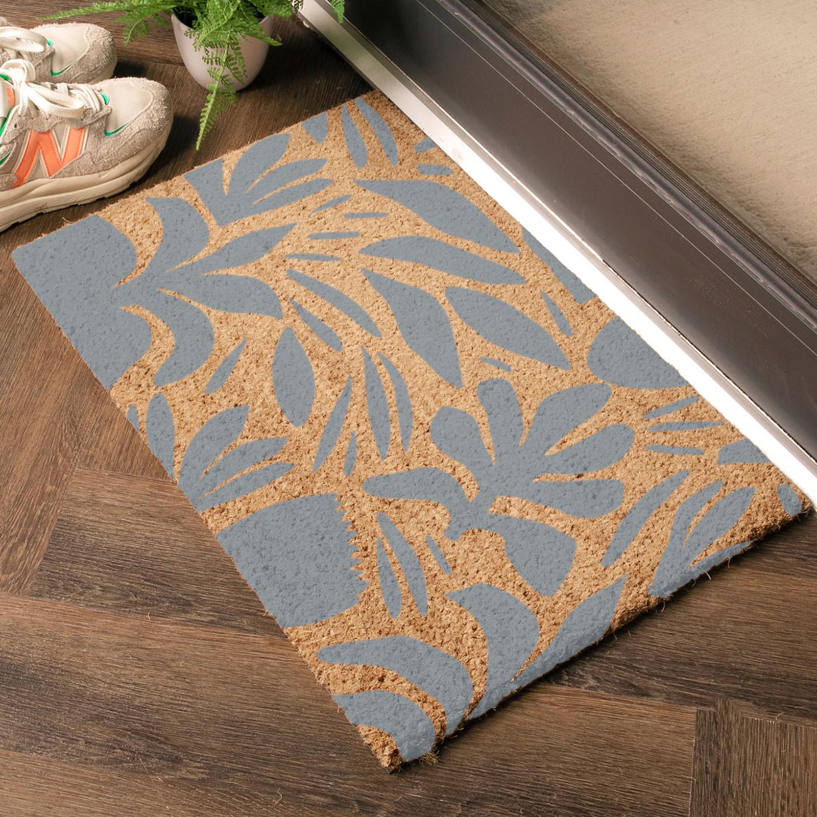 Grey Abstract Leaf Pattern Doormat - BrandAlley