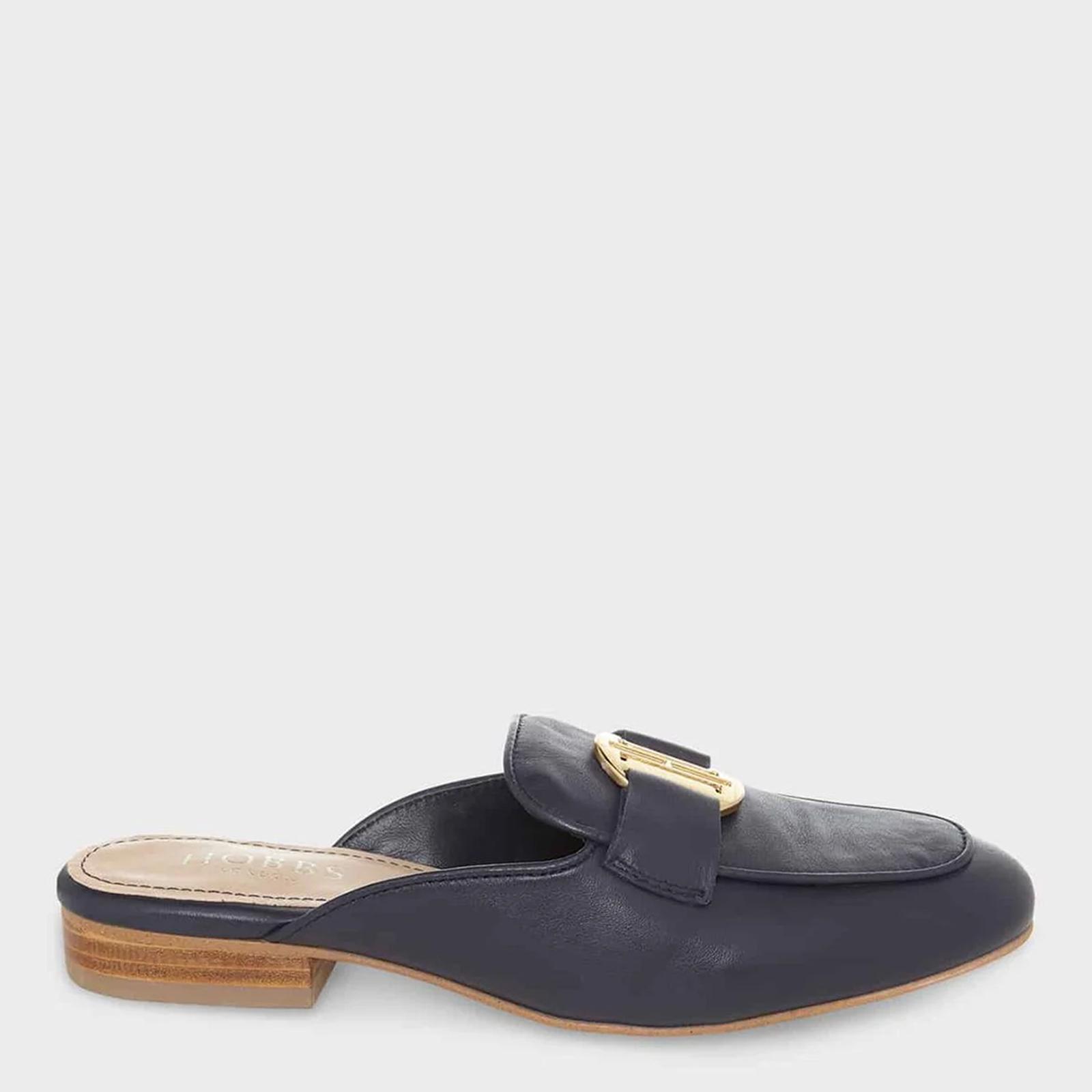 Navy Leather Lexi Backless Loafer - BrandAlley