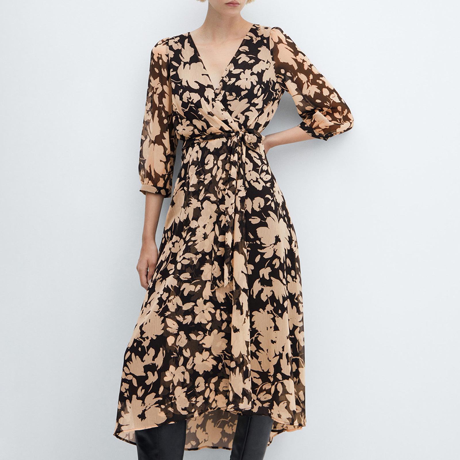 Beige Flowy Flower Printed Dress - BrandAlley