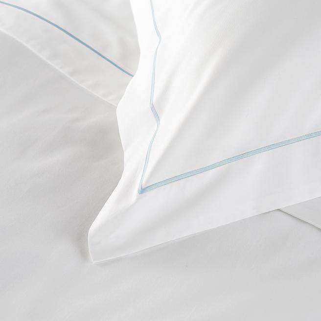 800TC Single Row Cord Pair of Oxford Pillowcases, White/Duck Egg ...