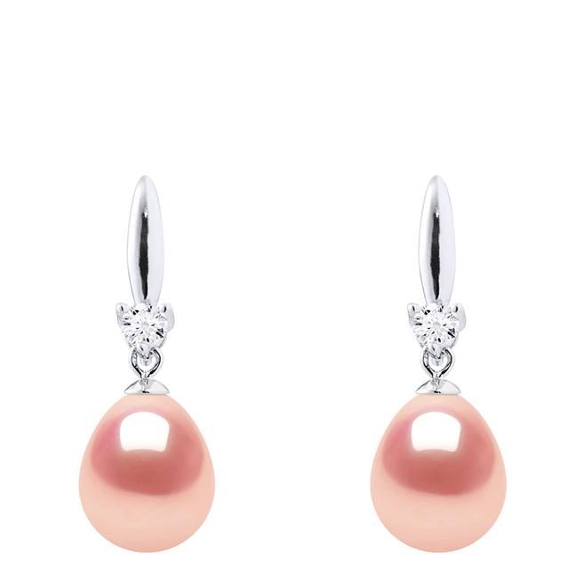 Silver/Natural Pink Real Cultured Freshwater Pearl Earrings - BrandAlley