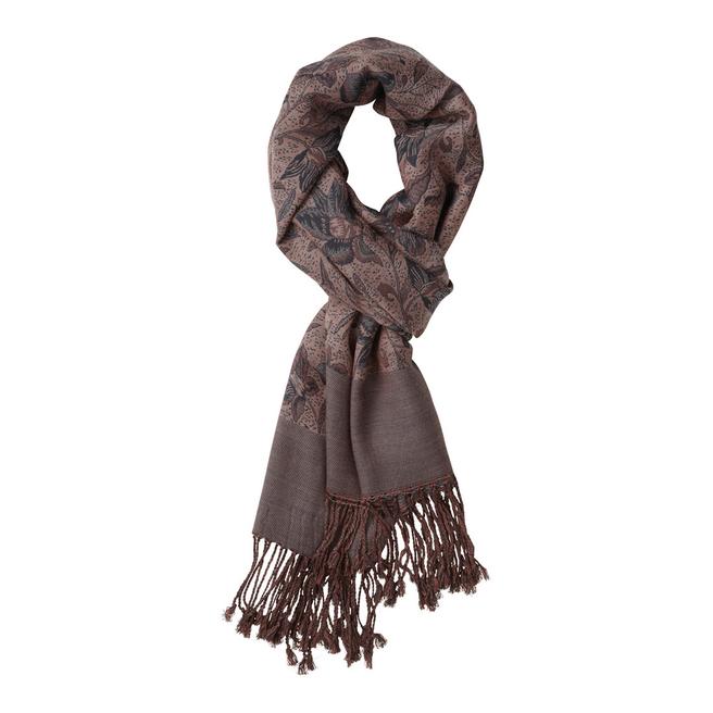 Brown Printed Merino Wool Scarf - BrandAlley