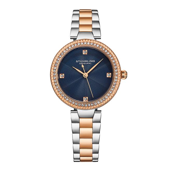 Women's Quartz Crystal Studded Silver Case Watch 32mm - BrandAlley