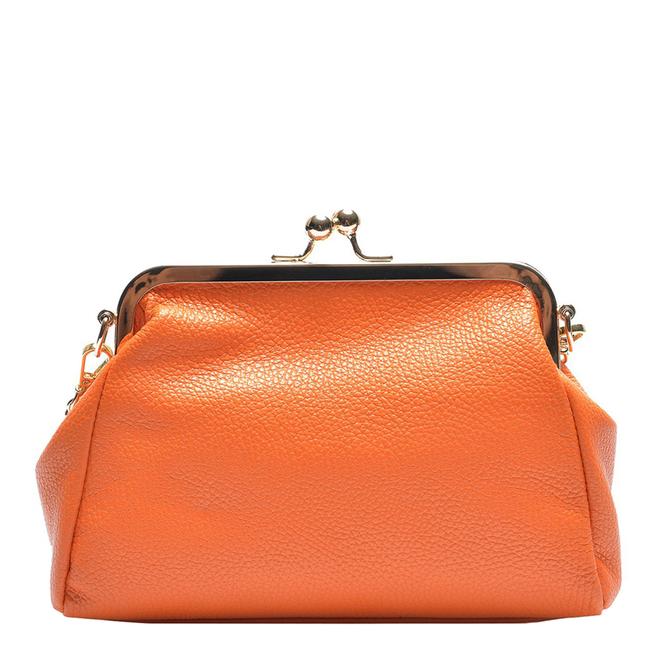 Orange Leather Clutch Bag - BrandAlley