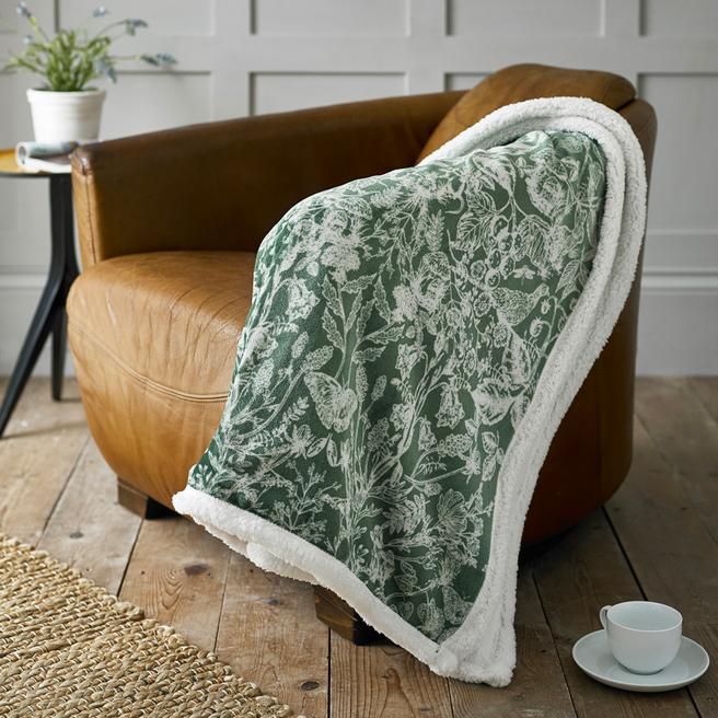 Deyongs Secret Garden Throw Green 140x180cm - BrandAlley