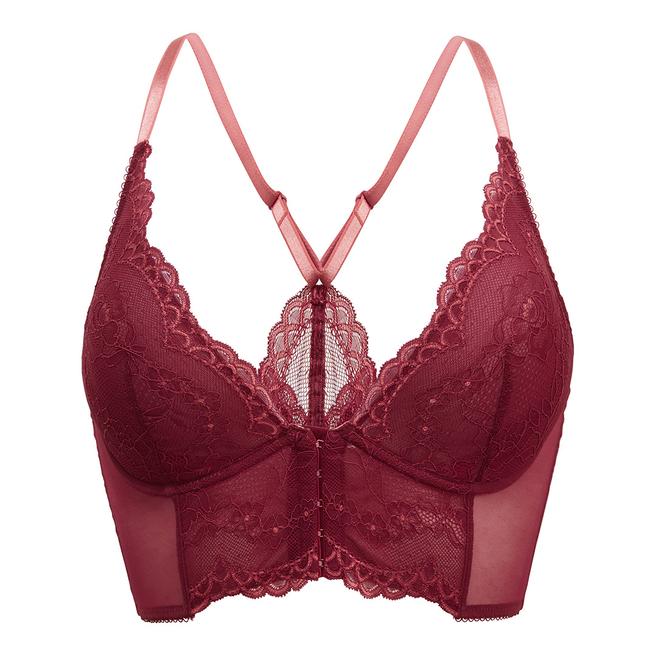 Red Superboost Lace Deep V Bralet - BrandAlley