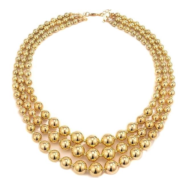 18K Gold Polished Multi Strand Bold Necklace - BrandAlley