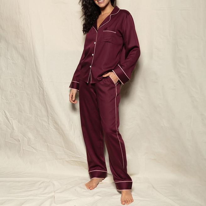 Burgundy Long Sleeve Pyjama Set - BrandAlley