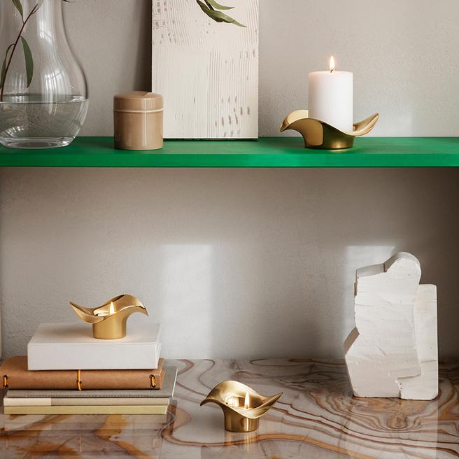 Set of 2 Cobra Tea Light Holders, Gold - BrandAlley