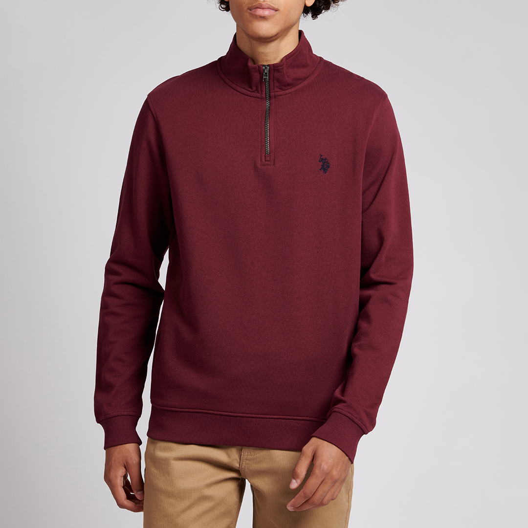 Dark Red Half Zip Cotton Sweatshirt - BrandAlley
