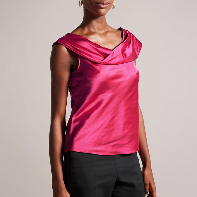 Pink Deanaah Draped Neck Top - BrandAlley
