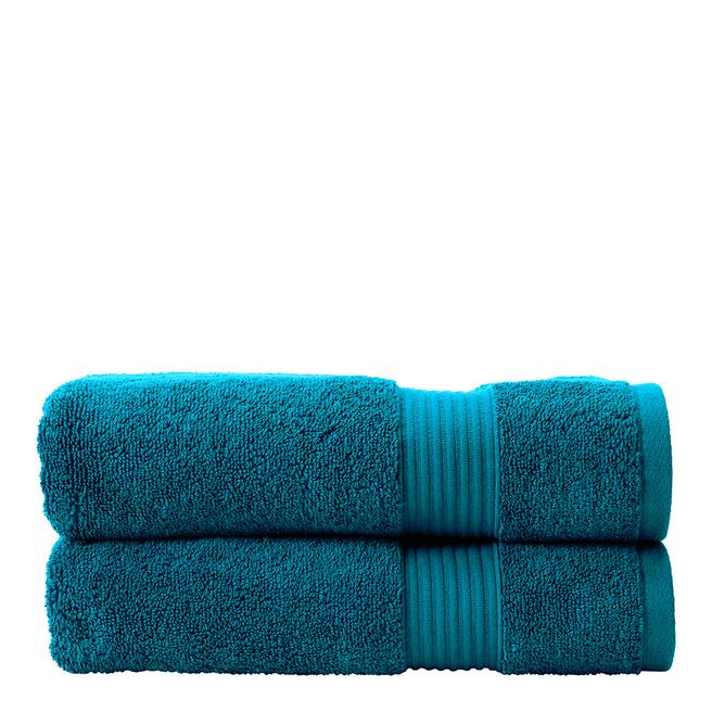 Ambience Pair of Hand Towels, Teal - BrandAlley