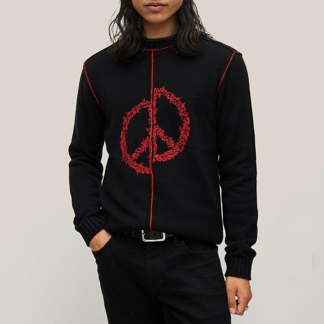 Black Wythe Broken Peace Sign Jumper - BrandAlley