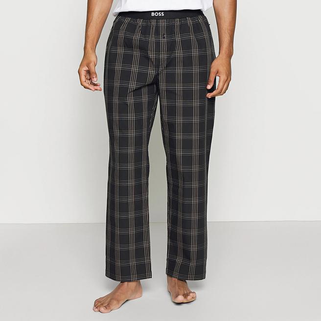 Black Urban Check Cotton Pyjama Bottoms - BrandAlley