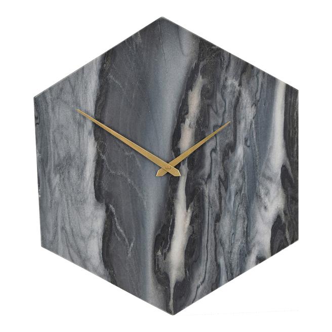Hexagonal Natural Grey Marble Wall Clock - BrandAlley