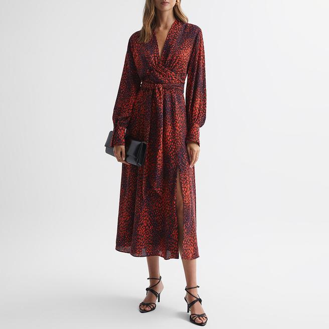 Red Maya Animal Printed Midi Dress - BrandAlley