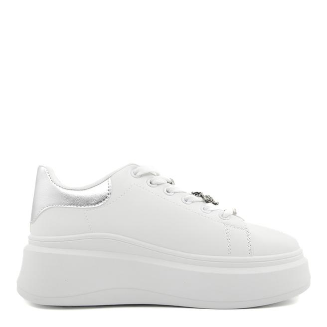 White/Silver Platform Trainer - BrandAlley