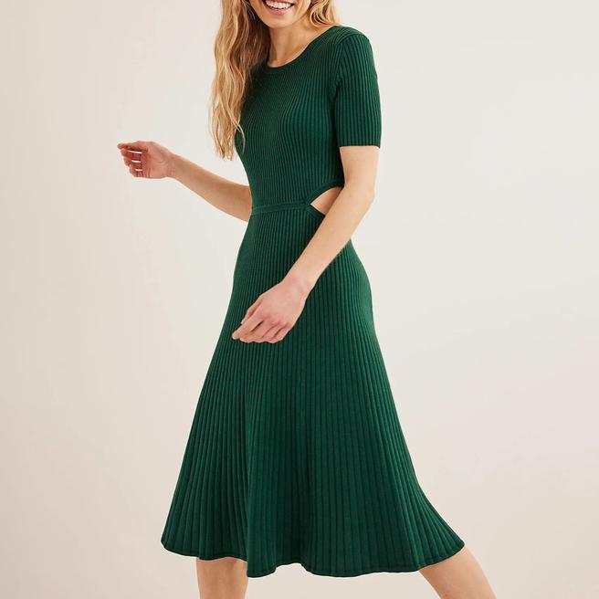 Green Cut Out Knitted Dress - BrandAlley
