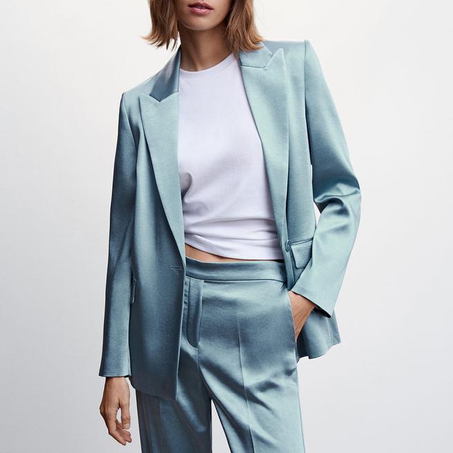 Sky Blue Satin-Finish Suit Jacket - BrandAlley