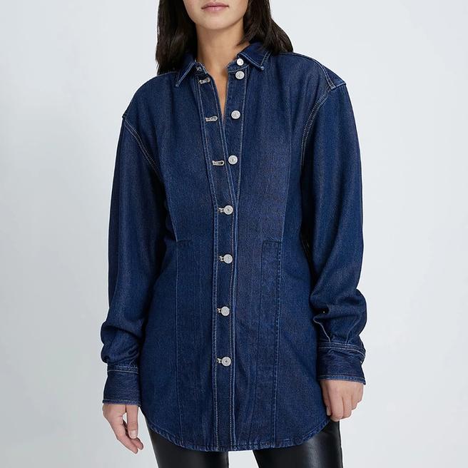 Dark Blue Denim Shacket - BrandAlley